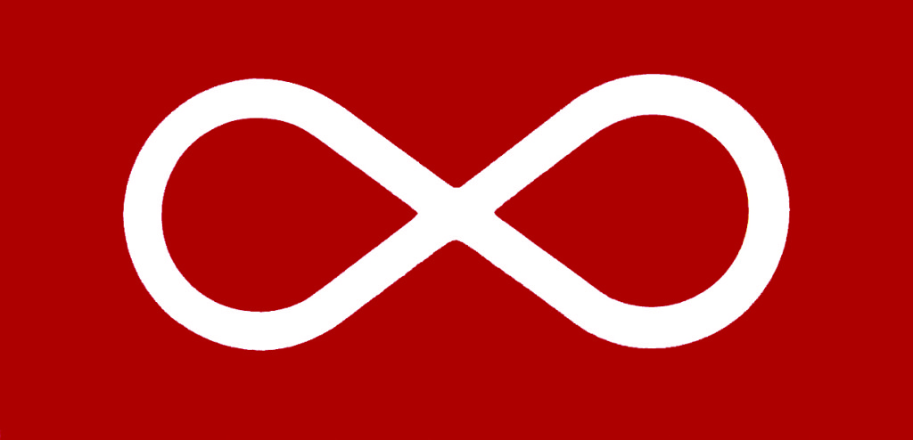Métis Infinity Flag – Red (Indoor) | Gabriel Dumont Institute