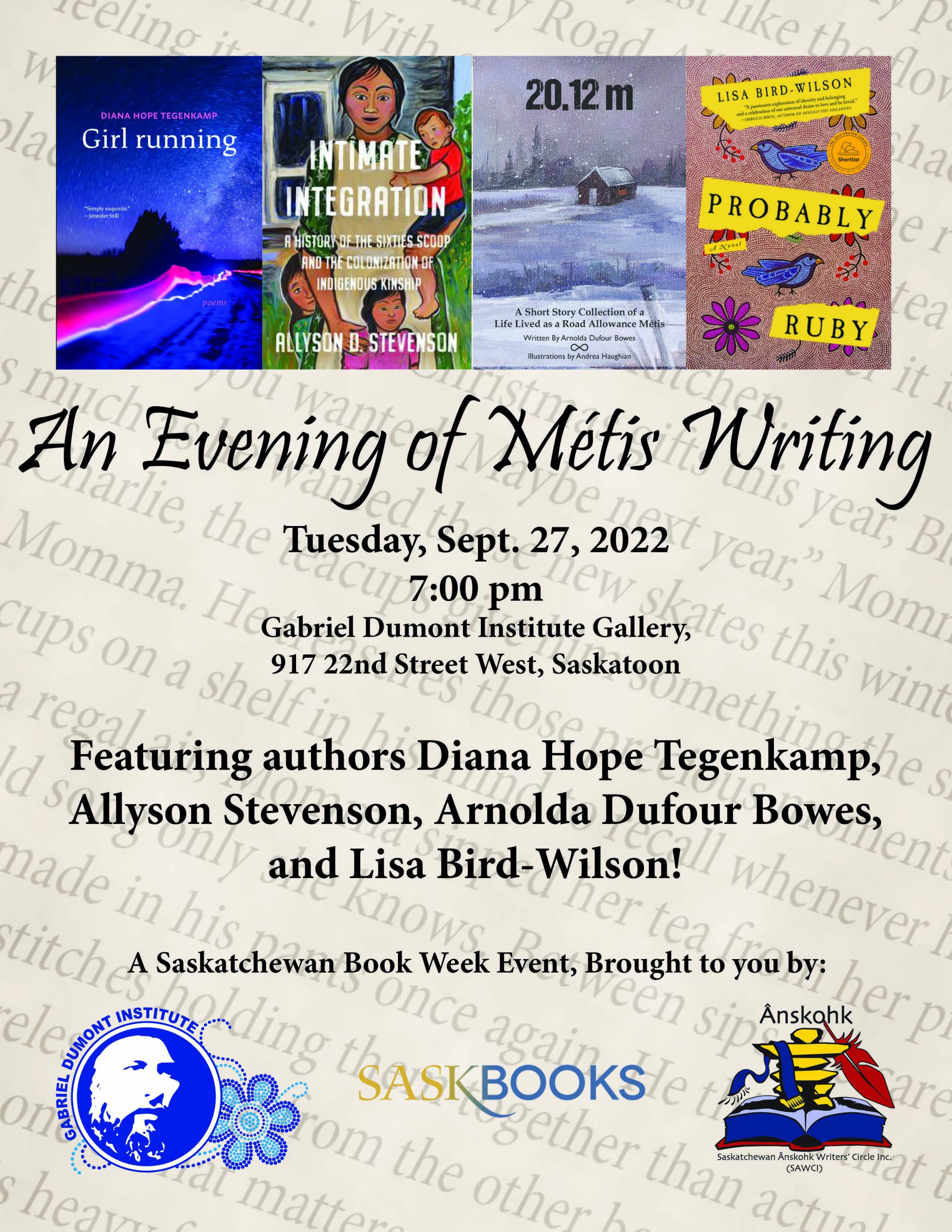 An Evening of Métis Writing | Gabriel Dumont Institute